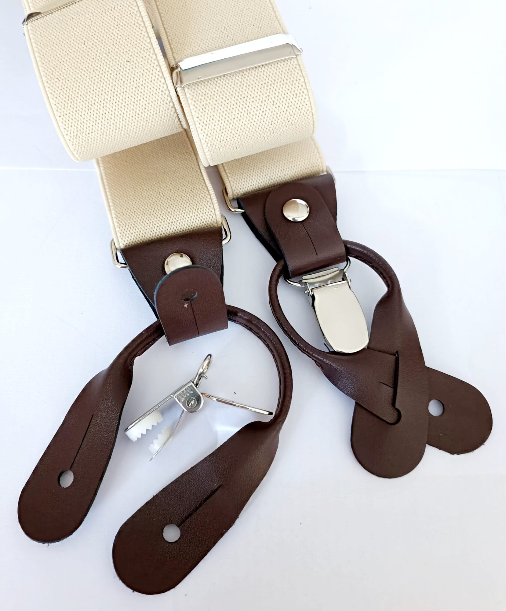 Suspensor doble broche beige - Lucíacorbatas